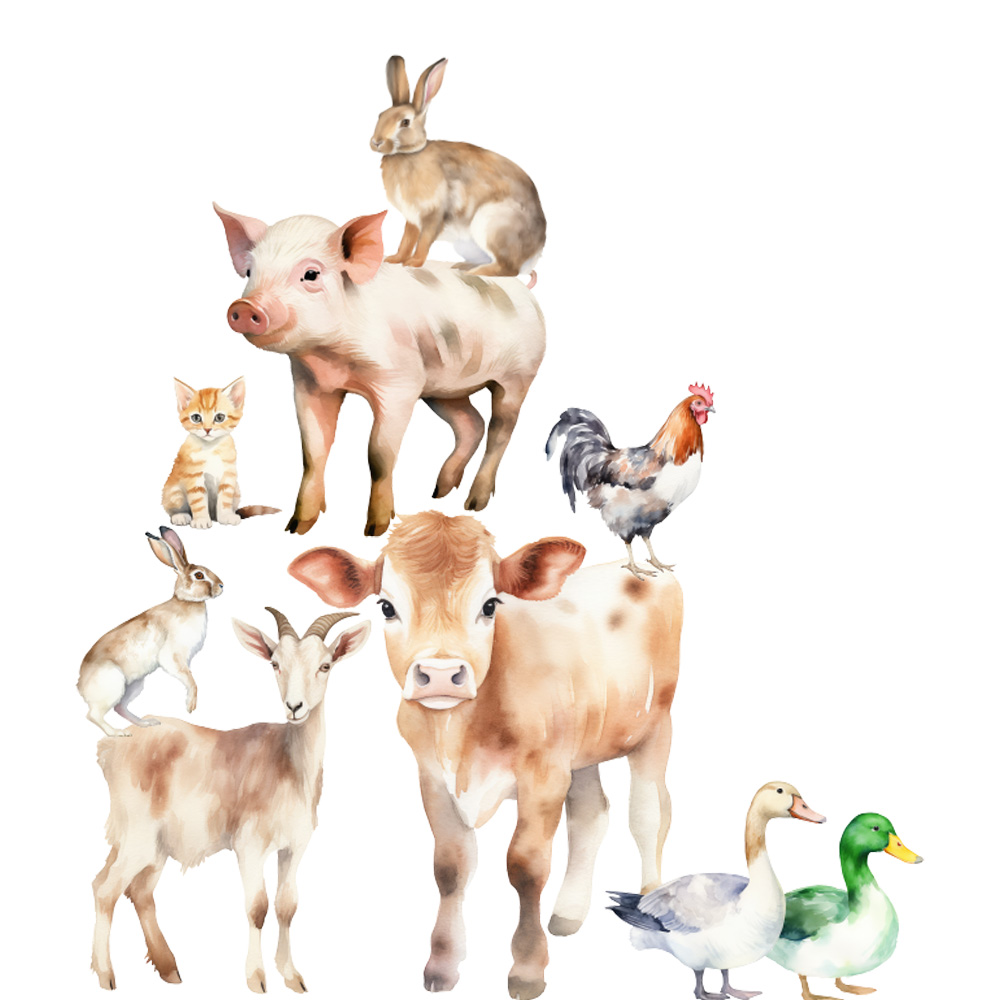 Muursticker Boerderijdieren Kinderkamer v.a. 19,95 Voor hele Set